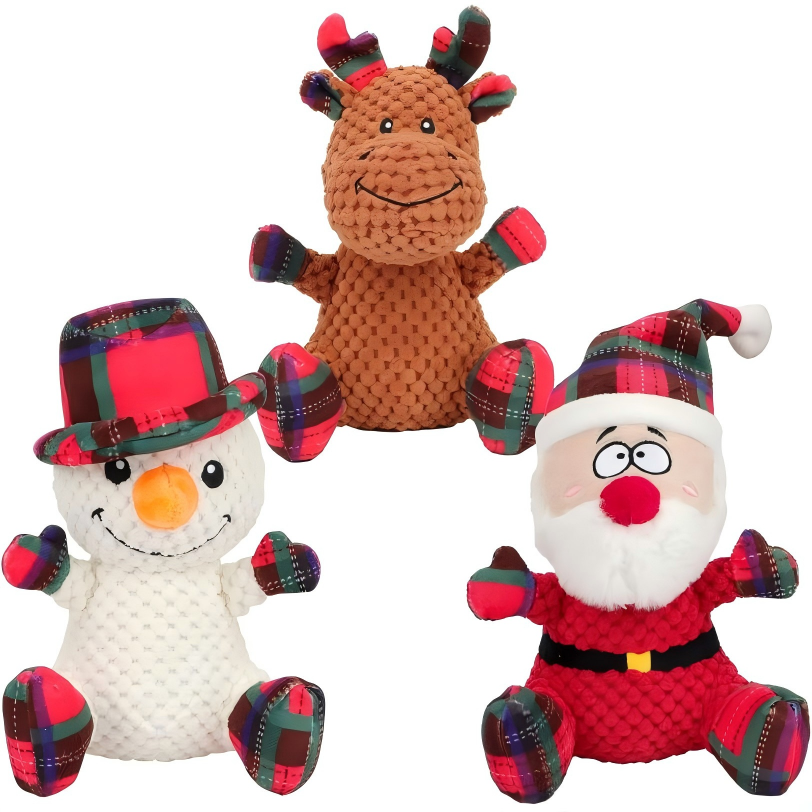 LAZZY BEAR HOLIDAY - CHRISTMAS FRIENDS DOG TOY : 3 PACK – Bright Eyes ...